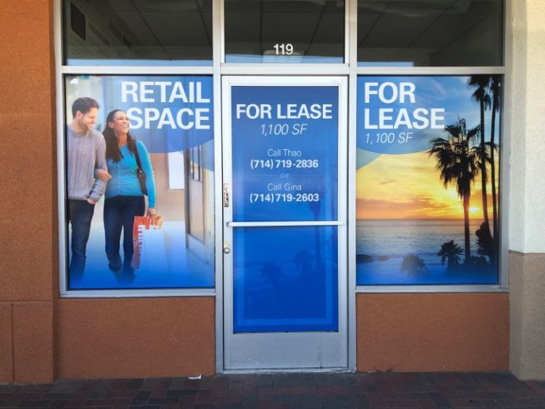 Commercial Property For Lease Window Graphics | Garden Grove CA