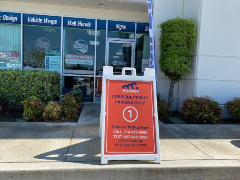 A-Frame Sidewalk Signs for Curbside Pickup for Retailers in Buena Park!