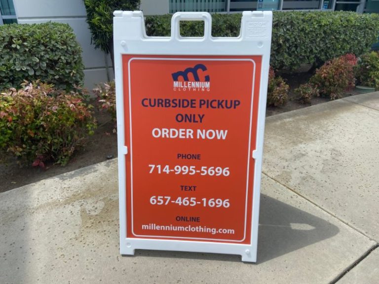 A-Frame Sidewalk Signs for Curbside Pickup for Retailers in Buena Park!