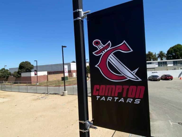 Pole Banners in Los Angeles County CA Welcome at Compton College!
