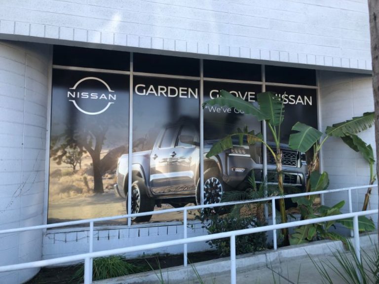 Perforated window graphics in Garden Grove CA for Nissan Dealership!