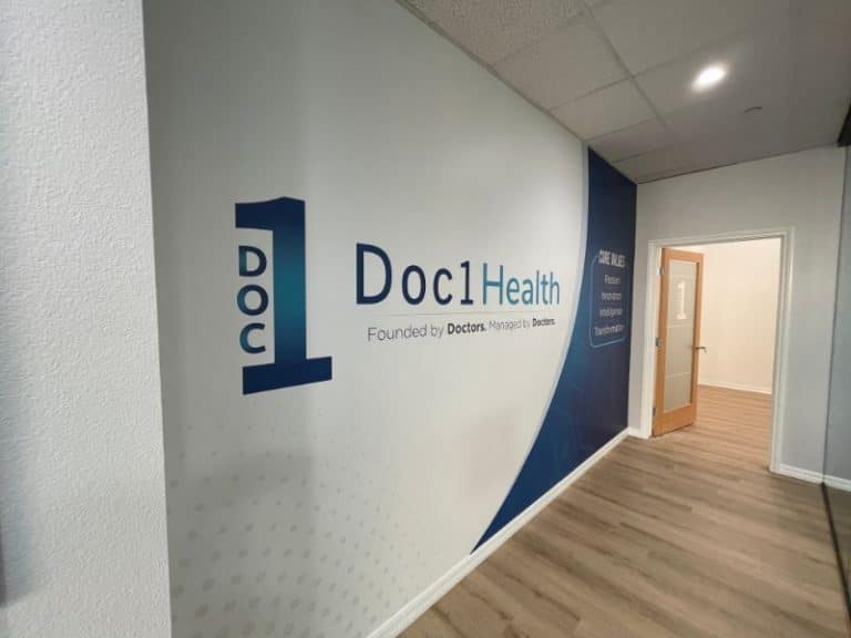3D Lobby Logo Sign in Chino CA Plus Wall Graphics for Doctors One
