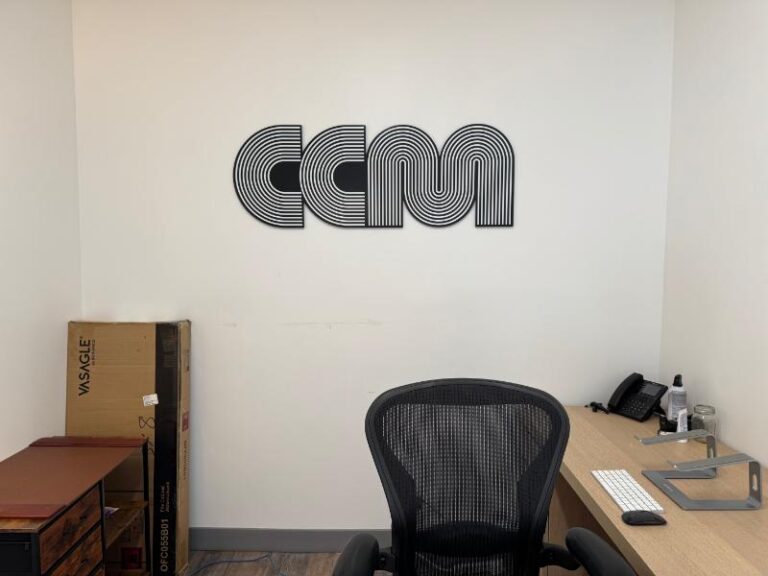 Custom Lobby Logo Sign Welcomes Visitors at Co Created Media in Los ...