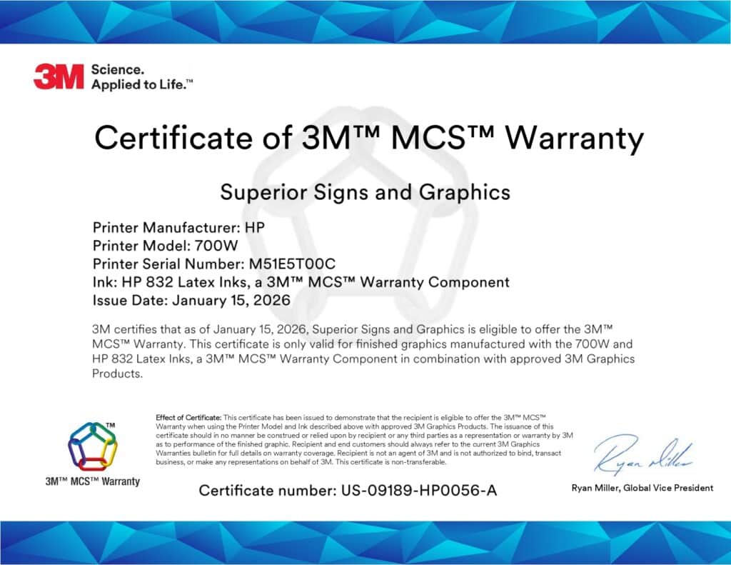 3M MCS Certification - Superior Signs and Graphics